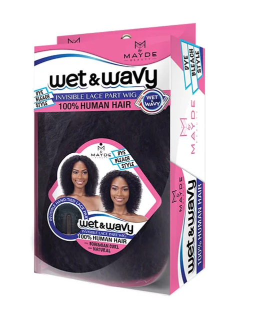 MAYDE WET & WAVY INVISIBLE LACE PART 100% Human Hair Wig - BOHEMIAN CU ...